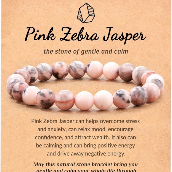 Jewelry | 42pink Zebra Jasper Stone Bracelet | Poshmark